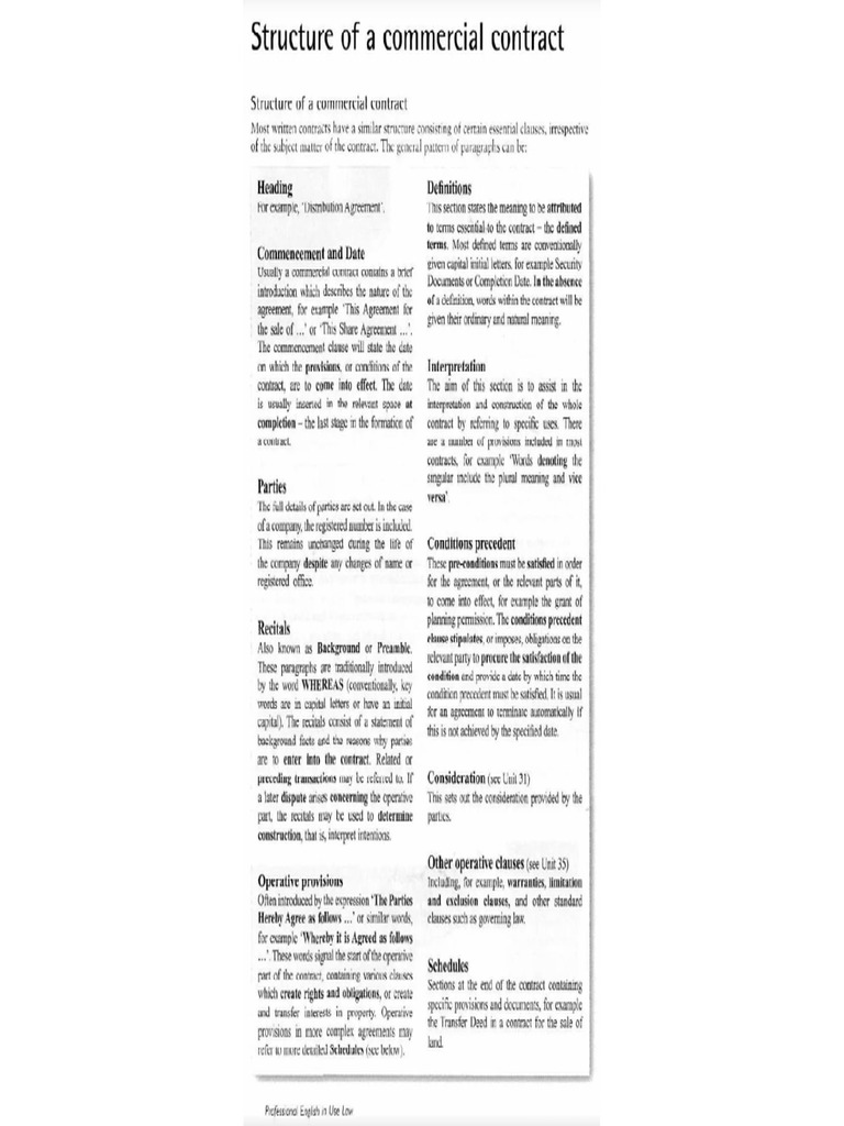 Structure of A Commercial Contract | PDF