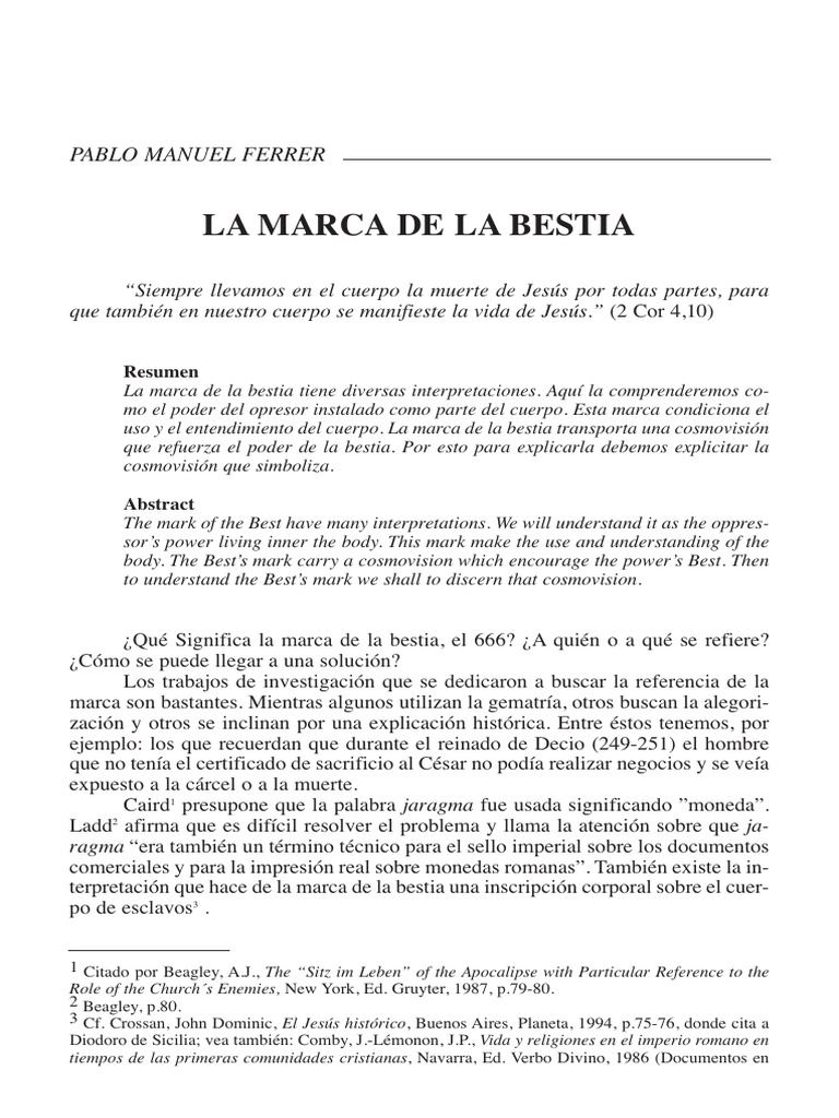 RIBLA 34. La Marca de La Bestia. Pablo Manuel Ferrer | PDF | Número de ...