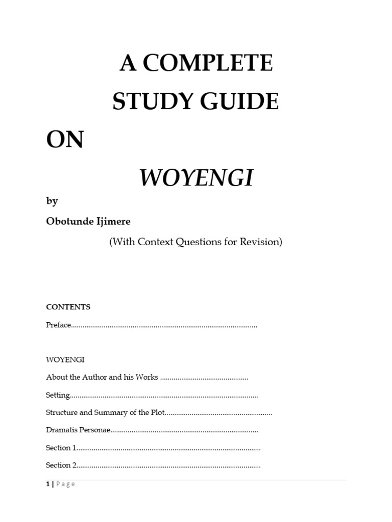 Woyengi Study Guide | PDF | Narrative