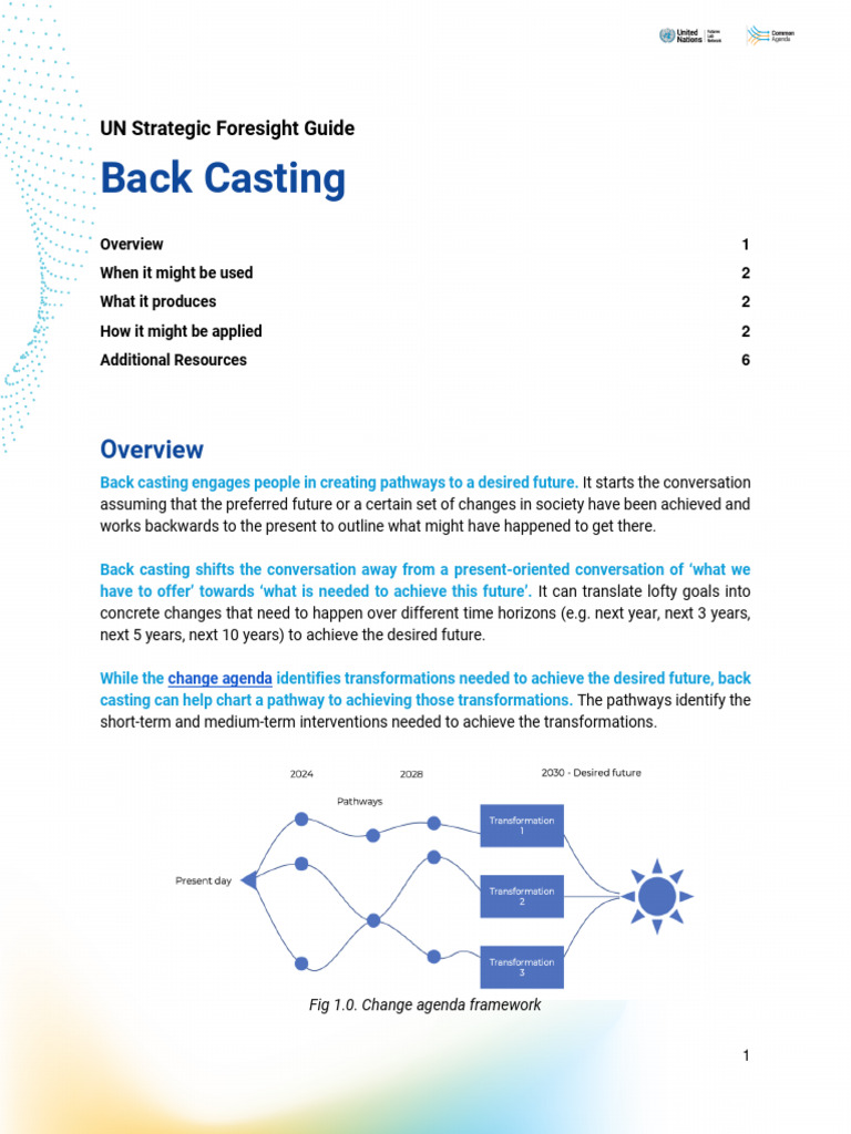 UN Futures Lab 2023 UN Strategic Foresight Guide Back Casting | PDF