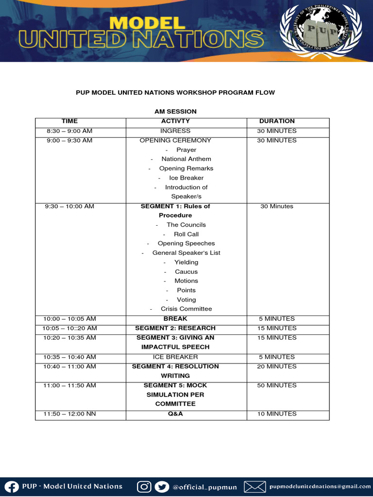 Pup Mun Workshop Program Flow | PDF | Government