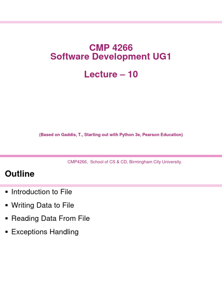 Year 1 Computer Programming - Lecture 8 | PDF | Computer File | Filename