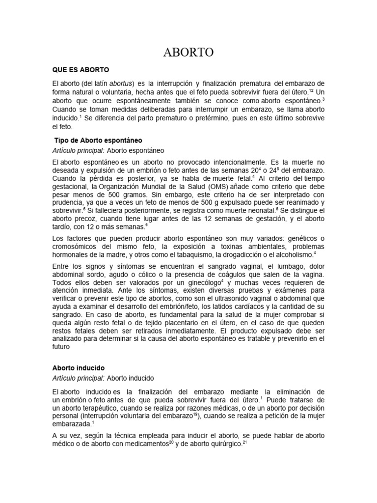 Definición y tipos de aborto | PDF | Aborto | Aborto espontáneo