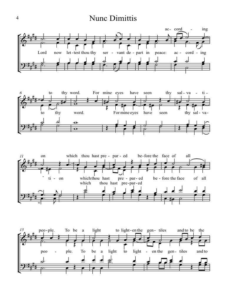 Tallis Short Service (Dorian) Nunc SATB | PDF | Phonétique | Alphabet latin