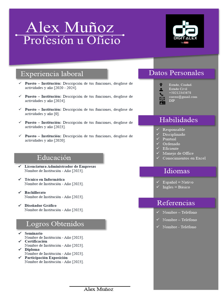 Modelo De Cv 2024 Pdf