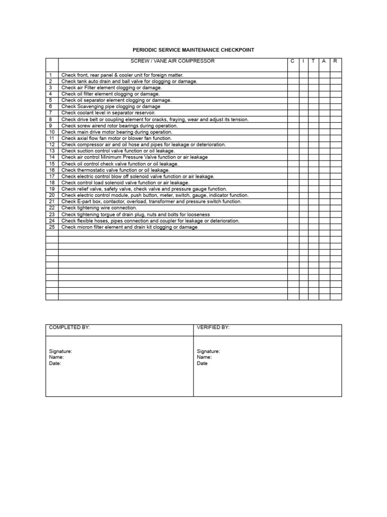Periodic Service Maintenance Checkpoint | PDF