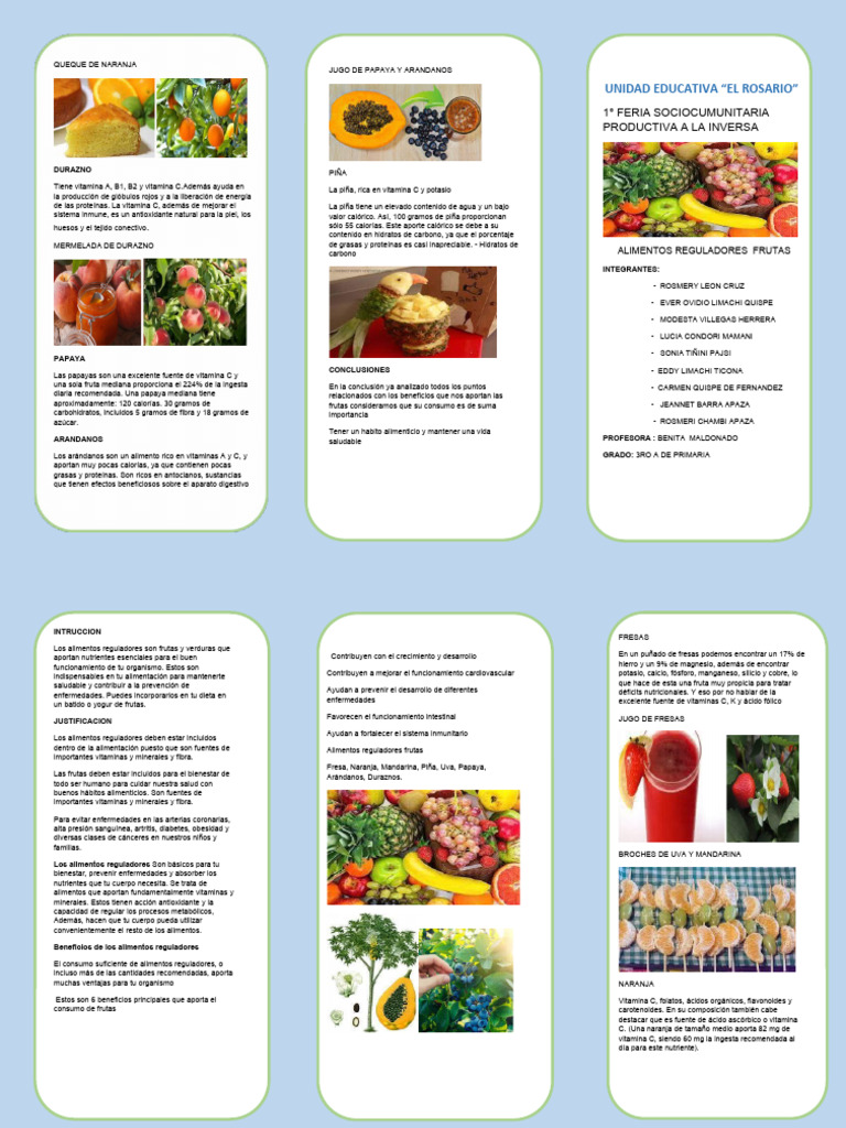 TRIPTICO DE FRUTAS | PDF | Fruta | Alimentos TRIPTICO DE FRUTAS | PDF | Fruta | Alimentos