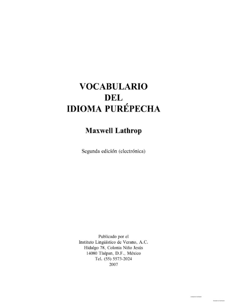 Vocabulario Del Purepecha | PDF