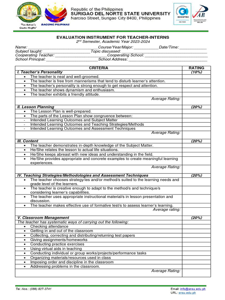 Demo Teaching Evaluation Sheet (1) | PDF | Teachers | Learning