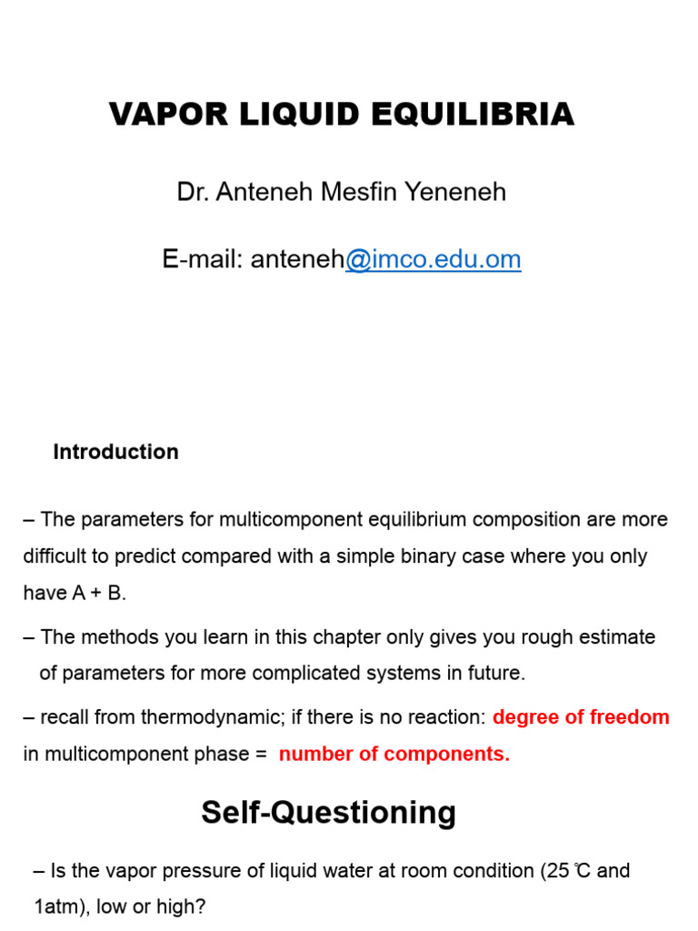 Vapor Liquid Equilibria | PDF | Branches Of Thermodynamics | Thermodynamics