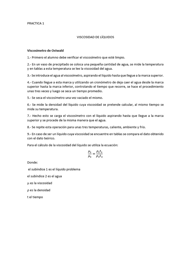 Viscosidad | Descargar gratis PDF | Líquidos | Viscosidad Viscosidad | Descargar gratis PDF | Líquidos | Viscosidad
