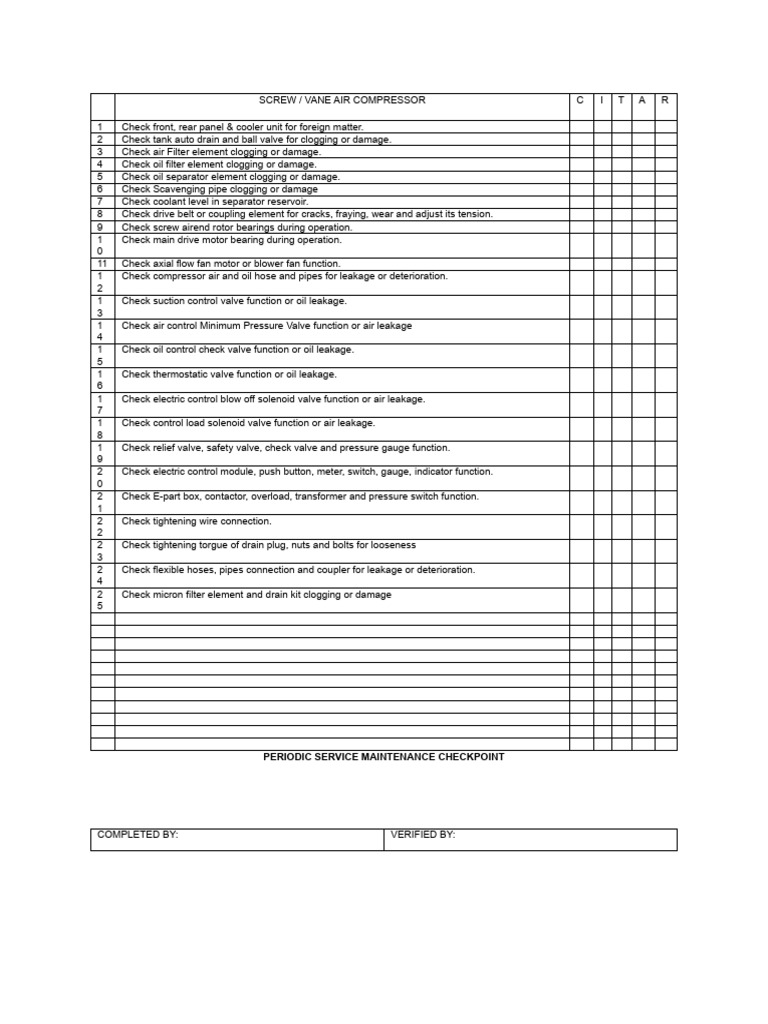 Periodic Service Maintenance Checkpoint | PDF
