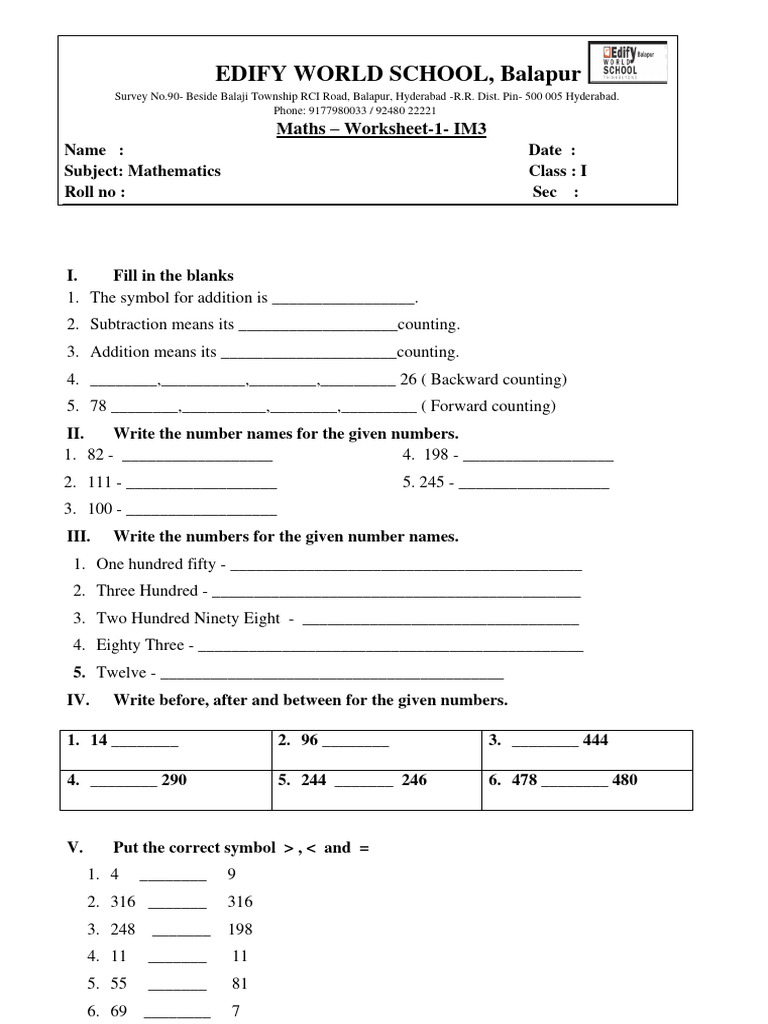 Maths Worksheet - 1-Im3 | Download Free PDF | Mathematics