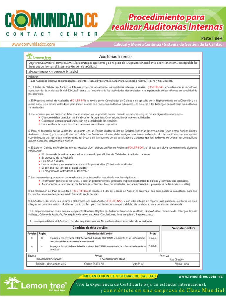 Procedimiento de Auditorías Internas SGC | PDF | Auditoría | Sistema de ...