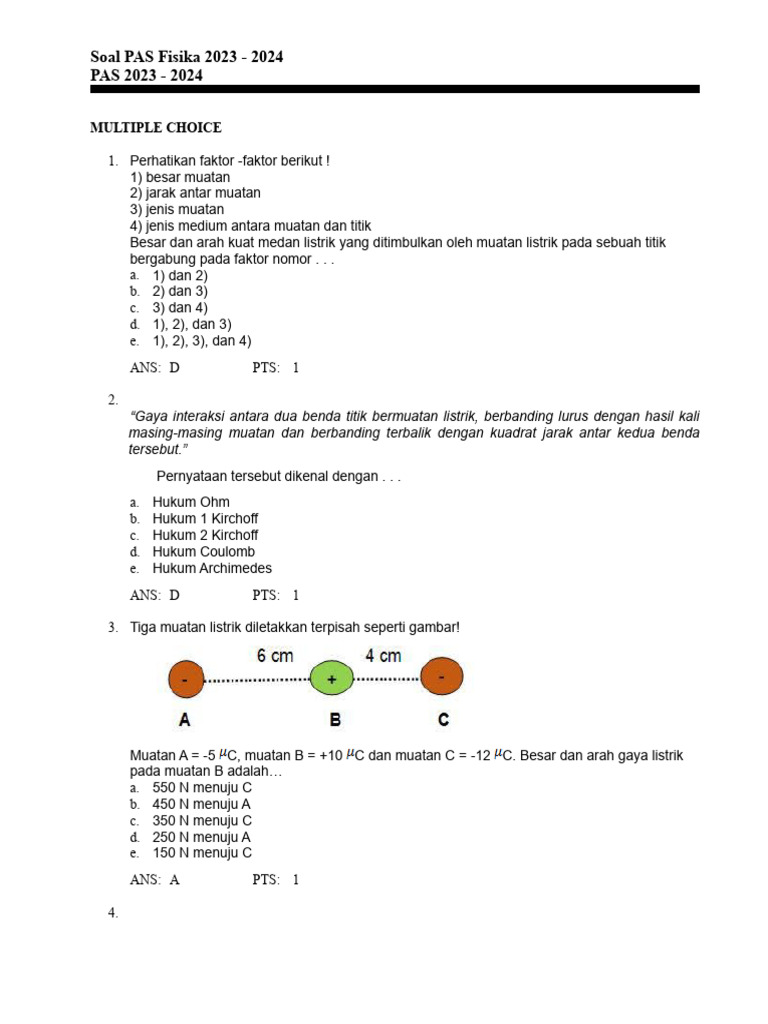 Soal Pas Fisika 2024 | PDF | Metode & Bahan Ajar | Seni