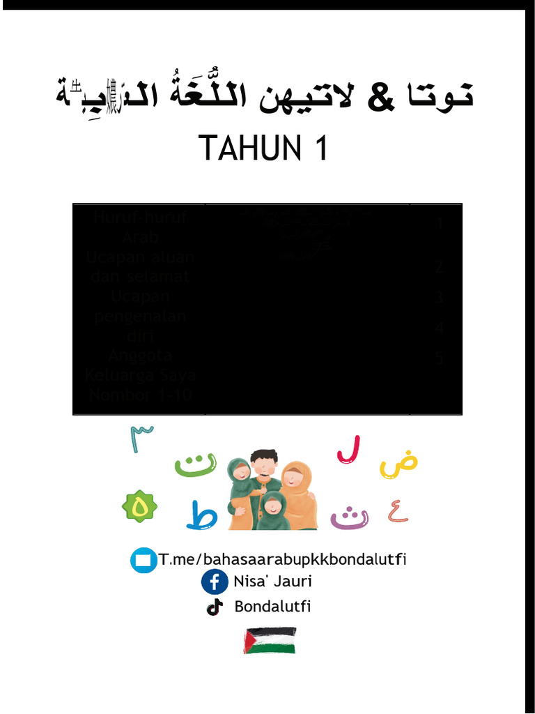 Nota Bahasa Arab Tahun 1 Kafa Bonda | PDF
