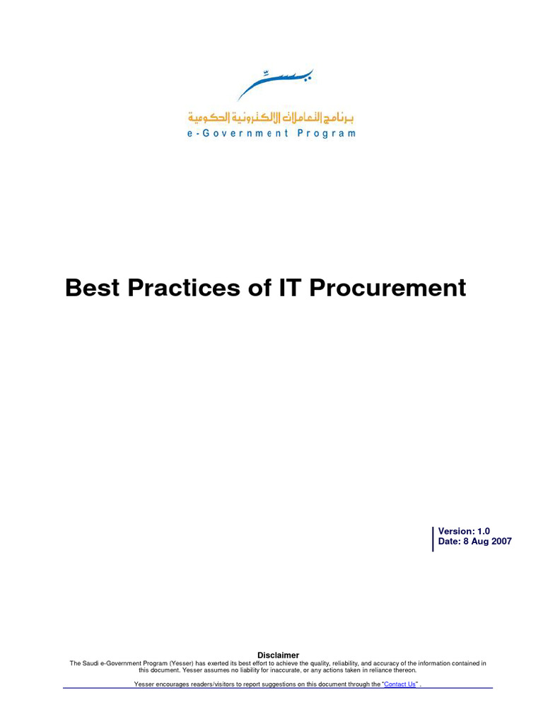 Best Practices of IT Procurement | PDF | Procurement | Risk