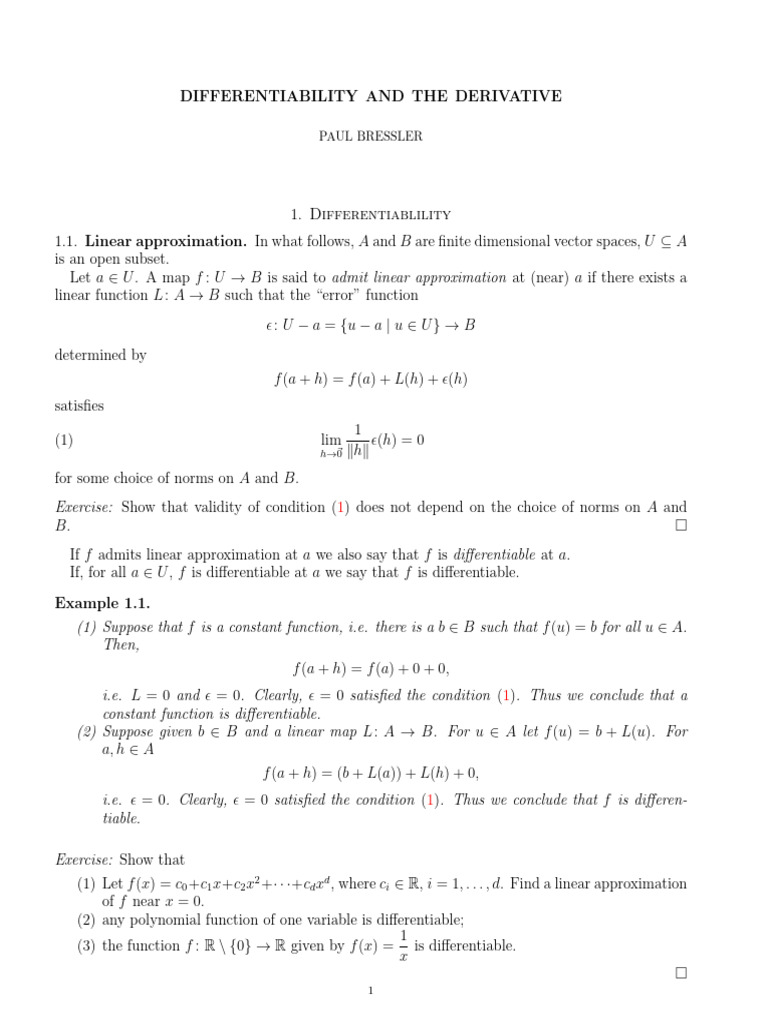 Differentiability and Derivatives Explained | PDF | Linear Map ...