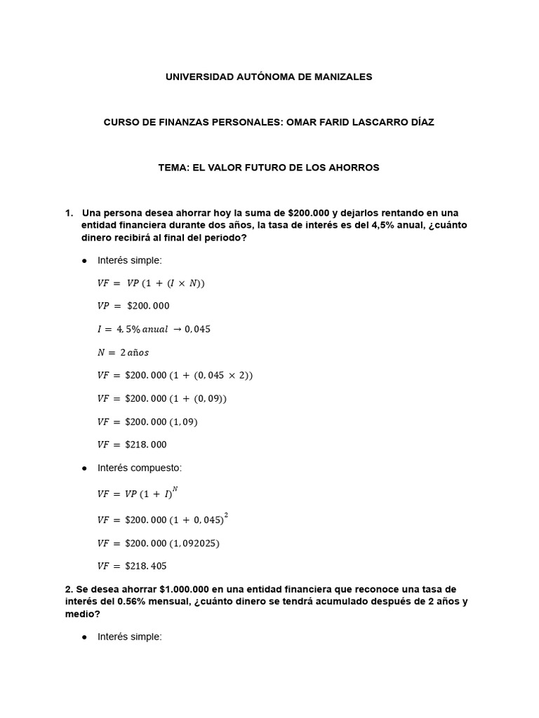 El Valor Del Ahorro en El Futuro | Descargar gratis PDF | Comercio | Dinero