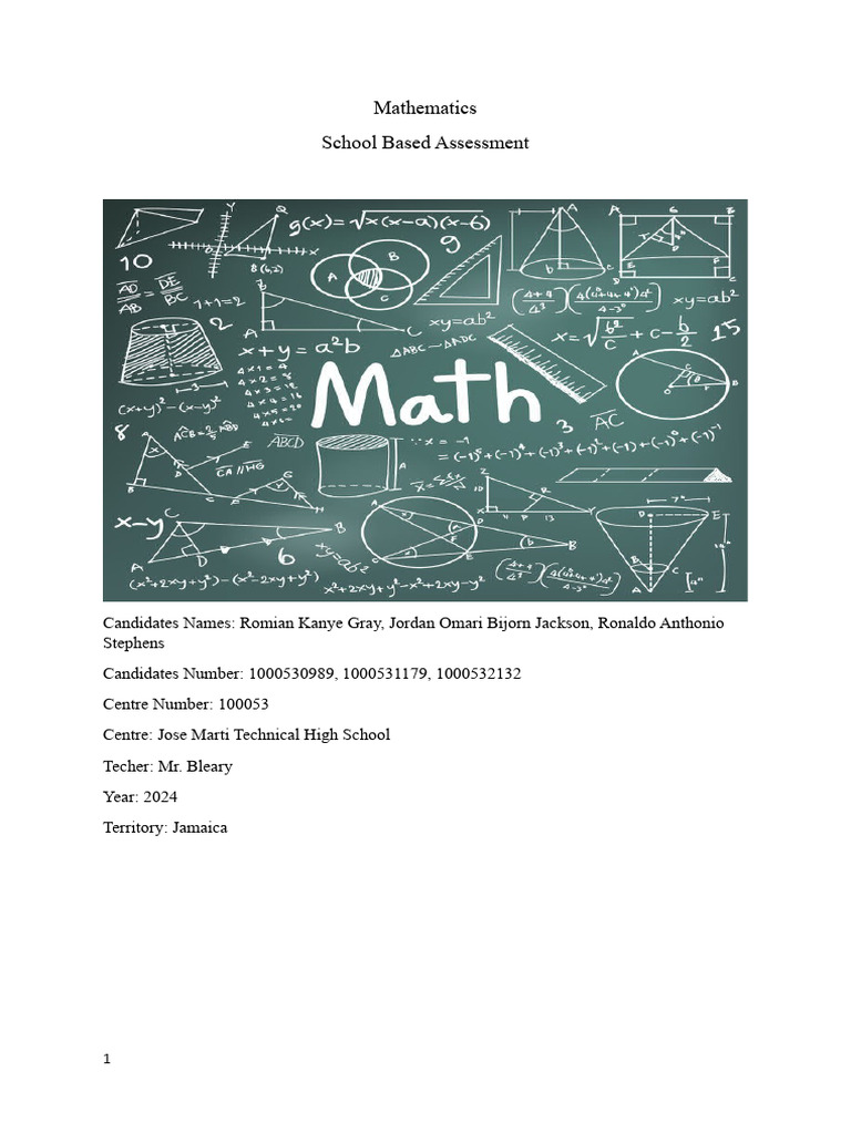 Mathematics School Based Assessment | PDF | Methodology | Surveying