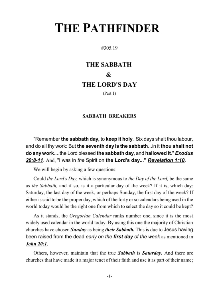305 TheSabbath TheLordsDay Prt1 14pt | PDF | Sabbath | Shabbat