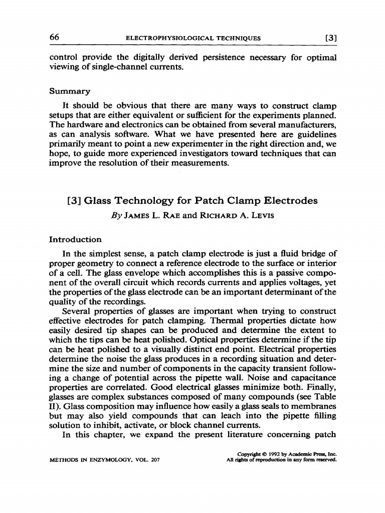 Glass Technology For Patch Clamp Electrodes | PDF | Electrophysiology ...
