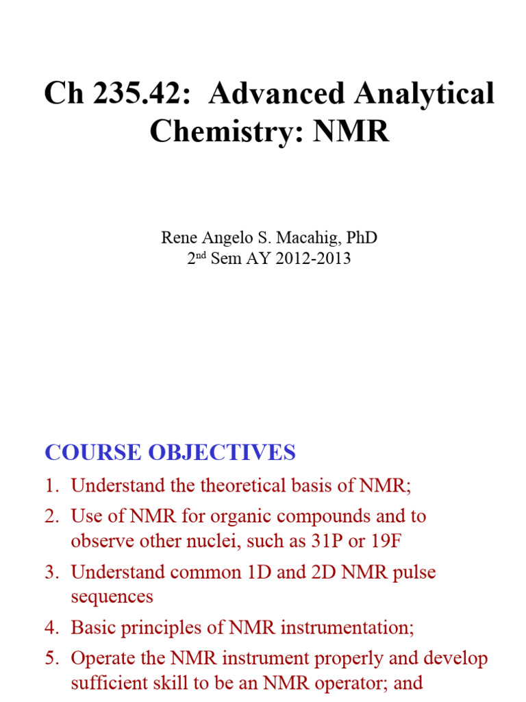 Introduction and History of NMR | PDF | Nuclear Magnetic Resonance ...