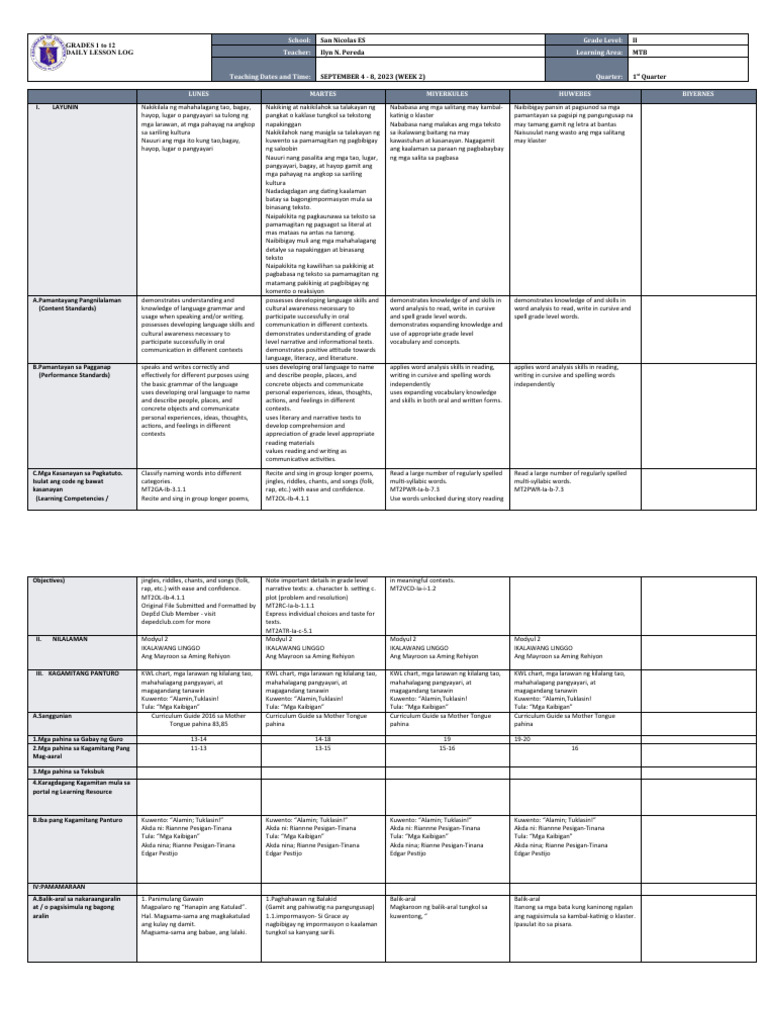 DLL - MTB 2 - Q1 - W2 Edited 2024 | PDF