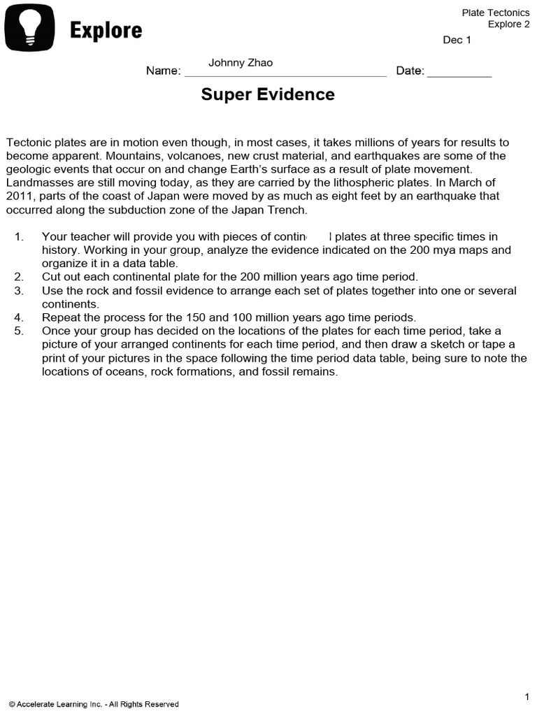 Analyzing Historical Plate Movements | PDF | Plate Tectonics | Earth ...