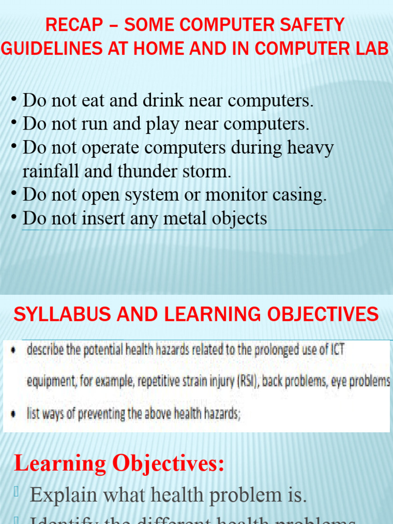 Computer Health Safety Issues | PDF