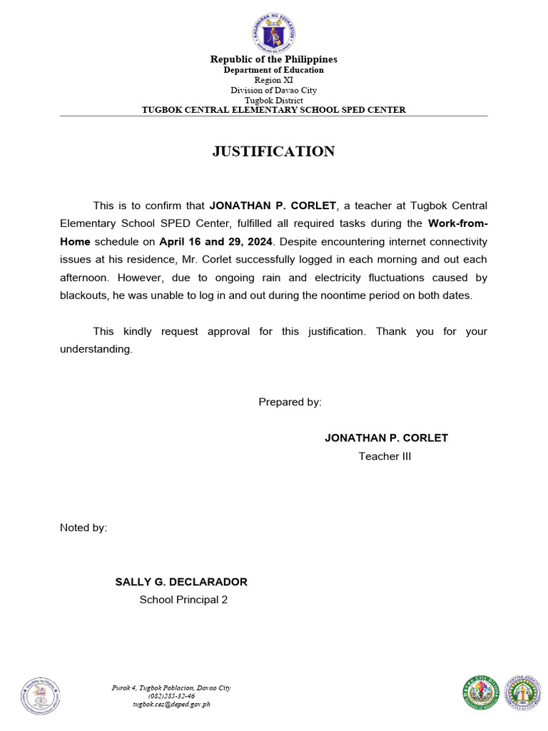 Justification Letter | PDF