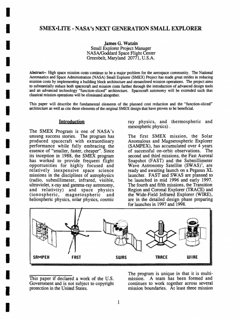 SMEX Lite - NASAs Next Generation Small Explorer | PDF | Goddard Space ...