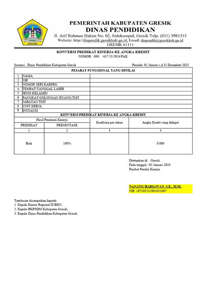 Contoh PAK Konversi Dispendik | PDF