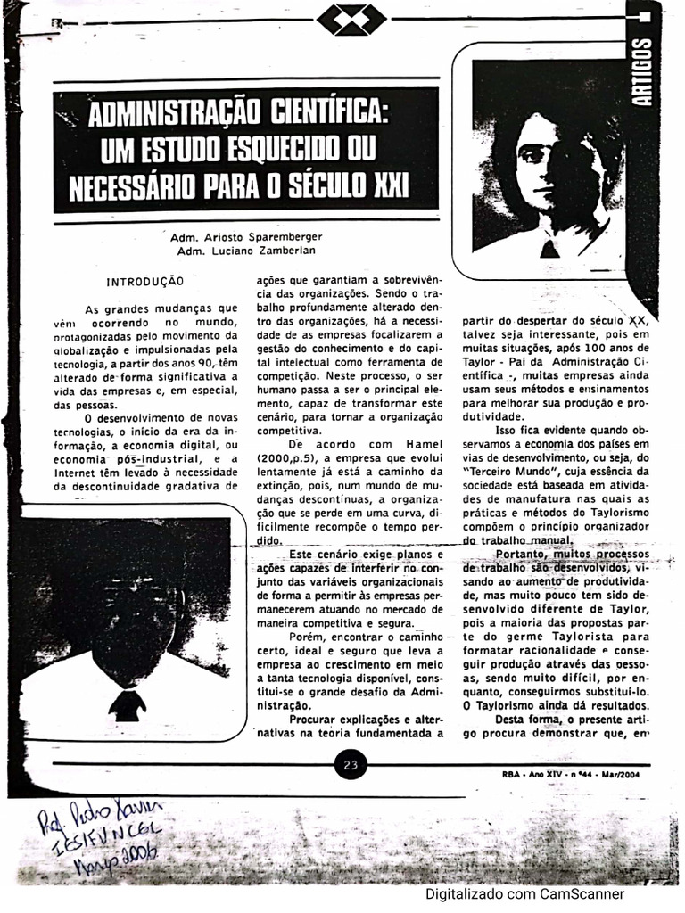 Administração Científica Artigo Sec XXI | PDF