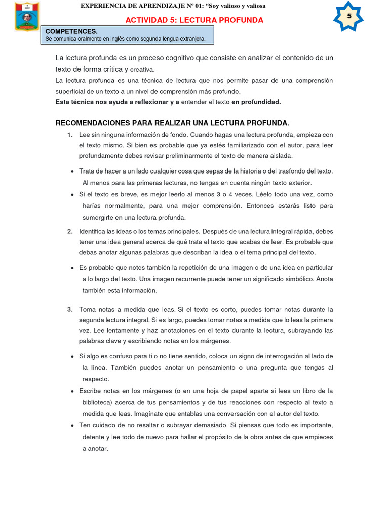 Lectura Profunda | PDF | Autor | Cognición