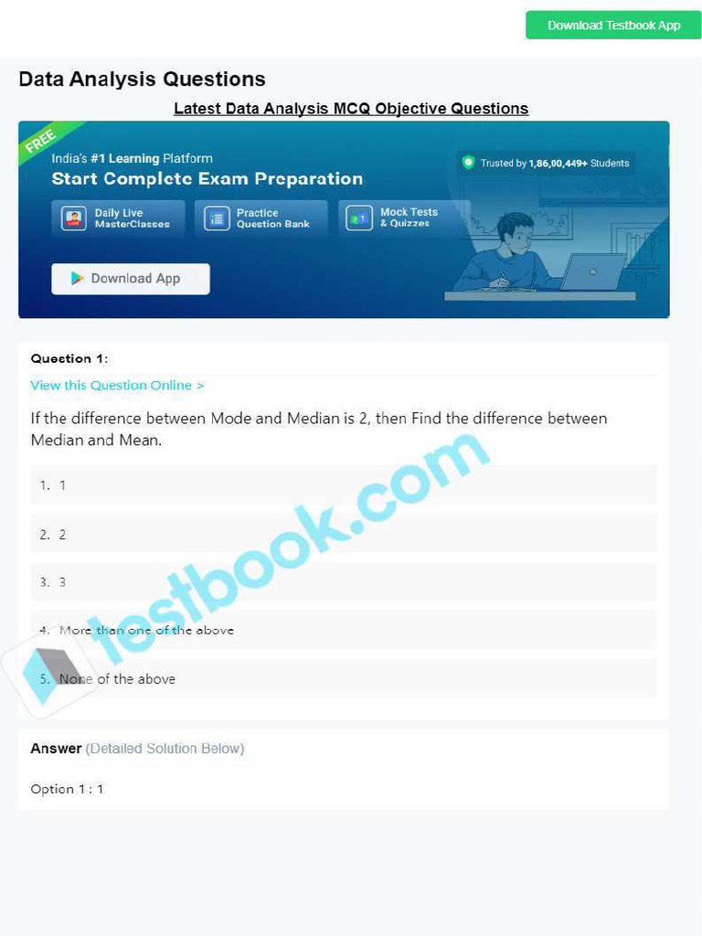 Data Analysis MCQ Questions With Answers | PDF