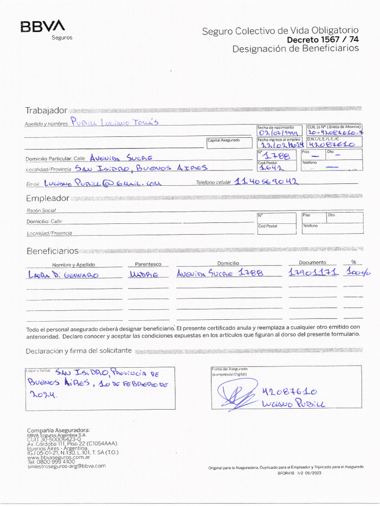 Seguro Colectivo de Vida Obligatorio | PDF