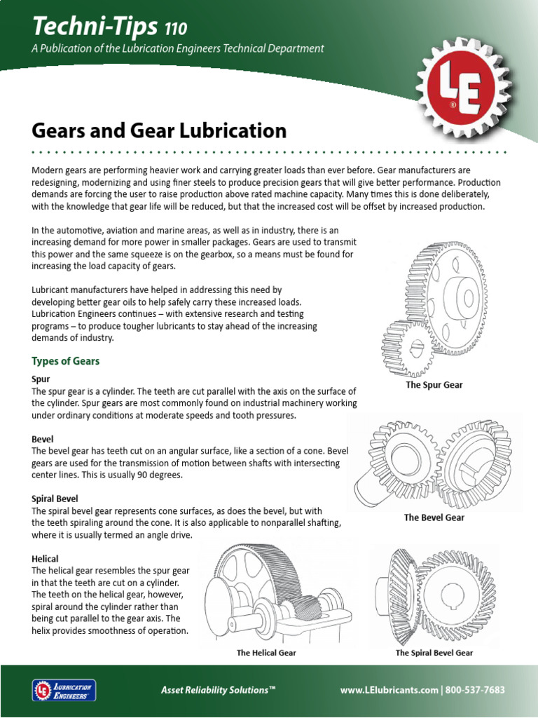Gears and Gear Lubrication | Download Free PDF | Gear | Lubricant