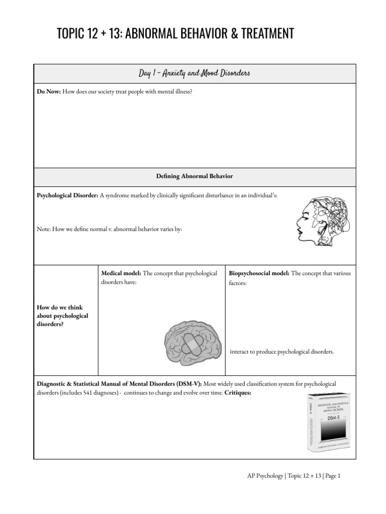 AP Psychology Topic 12 and 13 Notes | PDF | Mental Disorder | Anxiety ...
