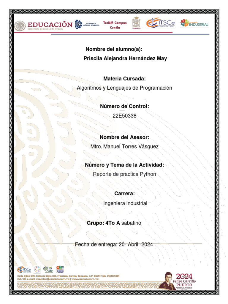 Reporte de practica Python | PDF | Python (lenguaje de programación ... Reporte de practica Python | PDF | Python (lenguaje de programación ...