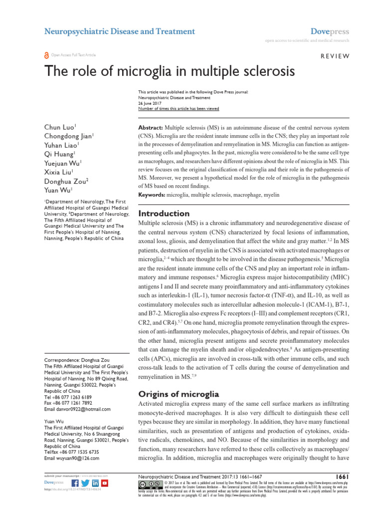 role of microglia in MS | PDF | Microglia | Multiple Sclerosis
