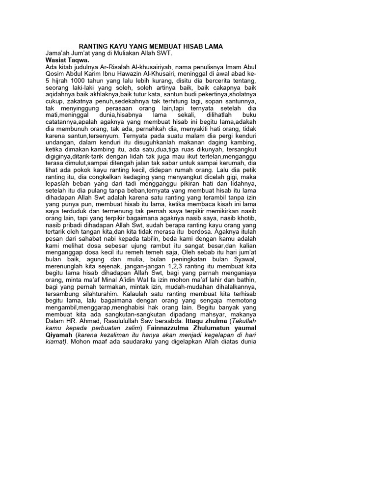 Khutbah 1 Ranting Membuat Hisab Lama | PDF | Agama & Spiritualitas