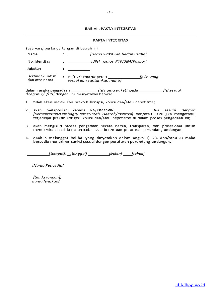 Formulir Kualifikasi Penyedia Jasa Pdf