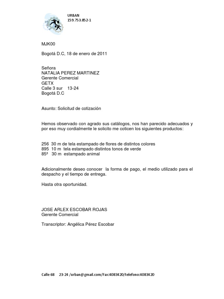 Carta Solicitud de Cotizacion | PDF | Servicio financiero y comercial | Business