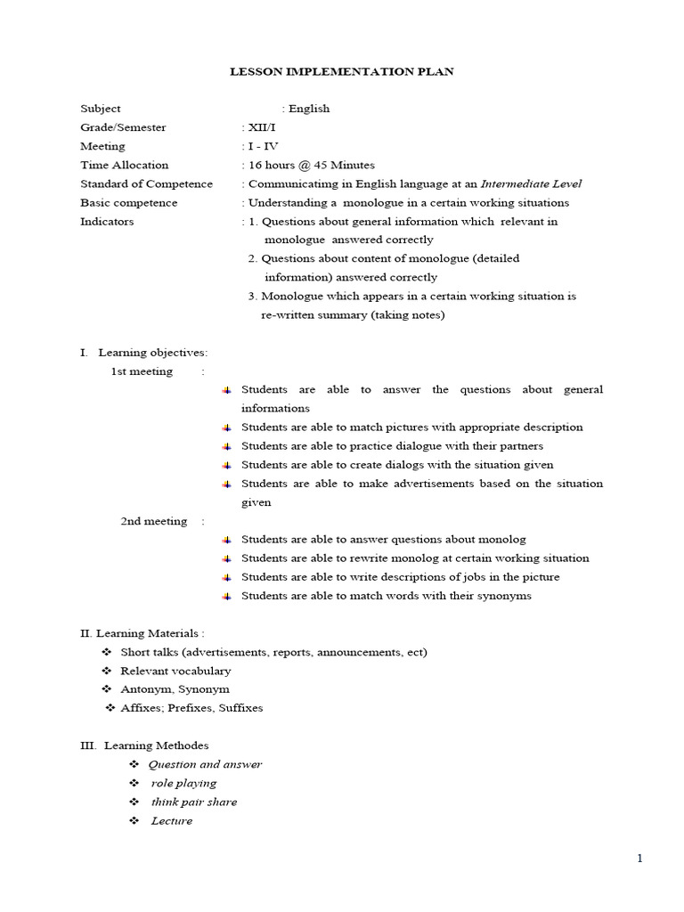 English Lesson Plan for Grade XII | PDF | Question | Fluency