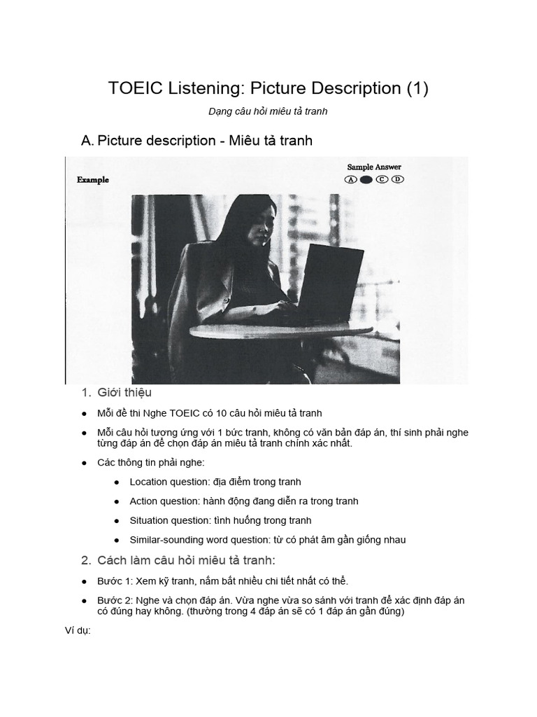 TOEIC Listening - Picture Description | PDF