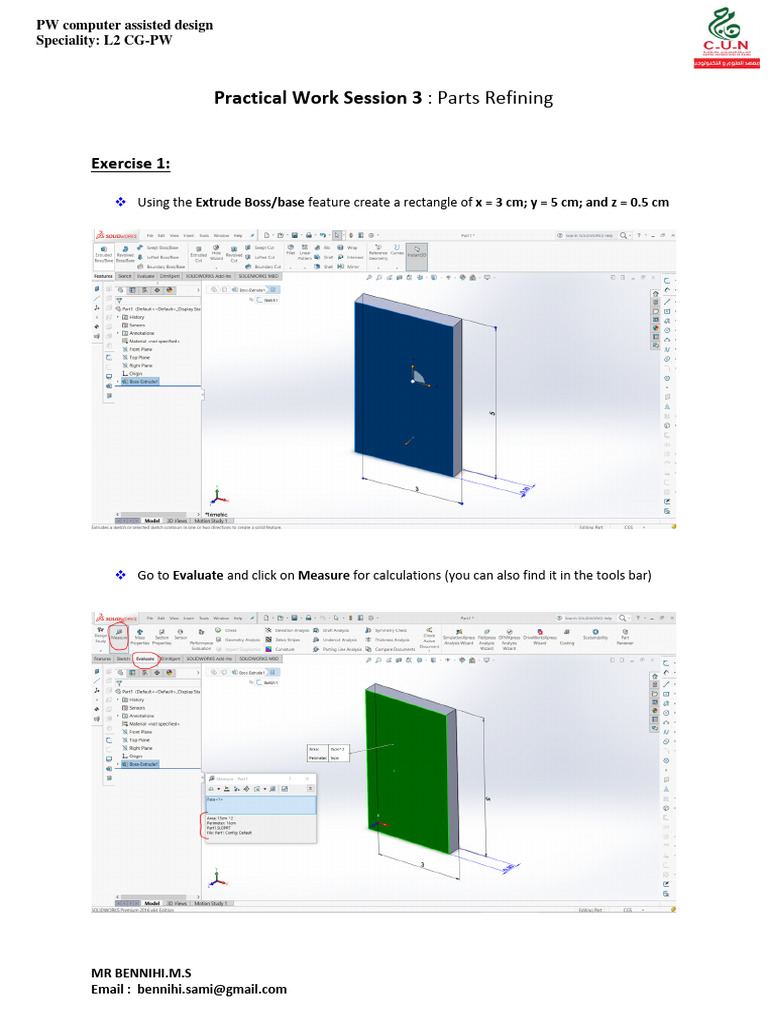 SolidWorks Basics for L2 CG-PW Students | PDF | Computer Aided Design