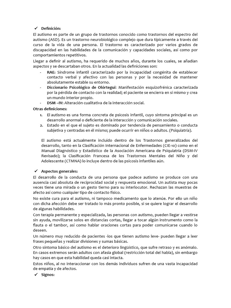 Autismo de Kanner | PDF | Espectro autista | Manual Diagnóstico y ...
