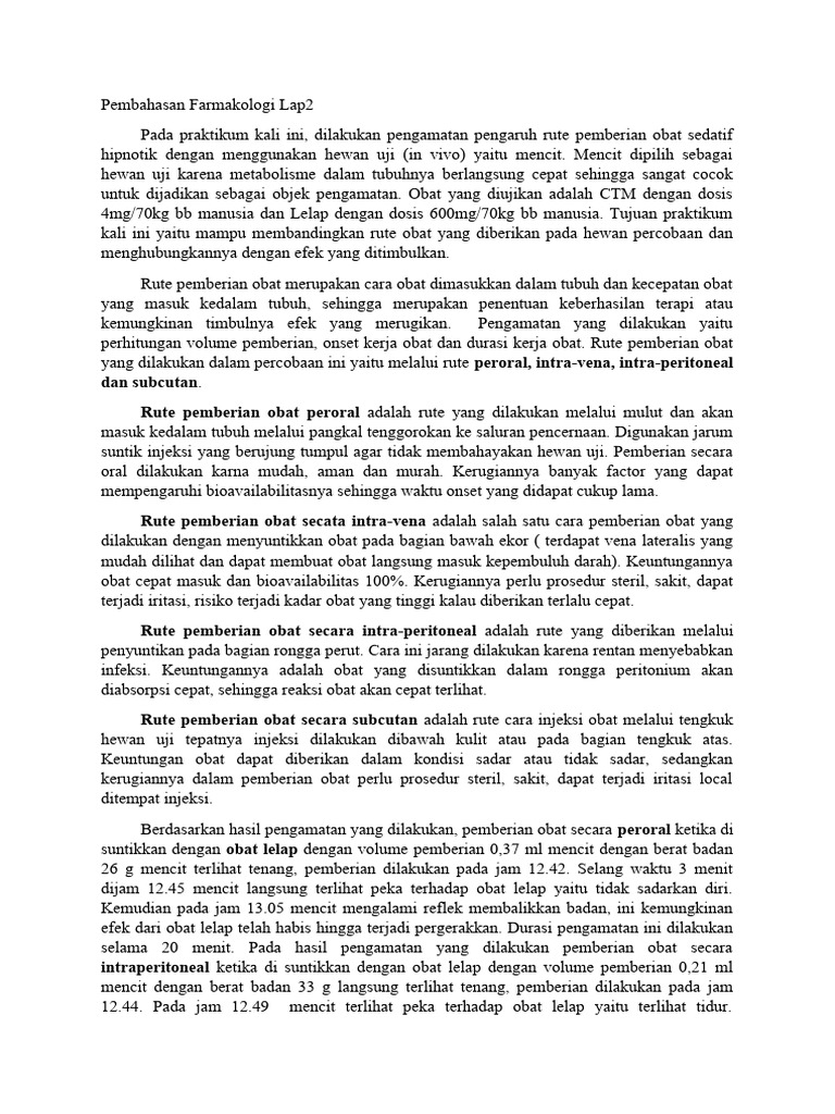 Pembahasan Farmakologi Lap2 | PDF | Pengembangan Diri | Kesehatan Holistik