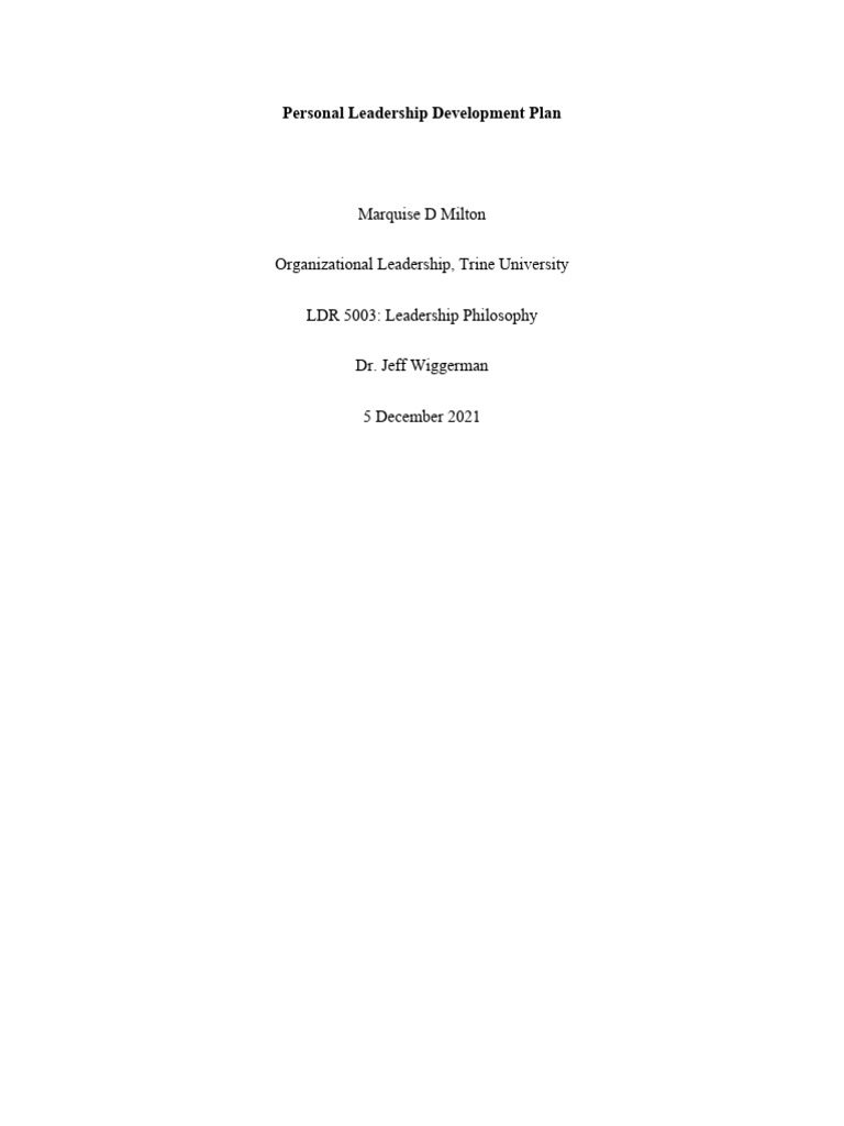 personal leadership development plan | PDF | Leadership | Goal